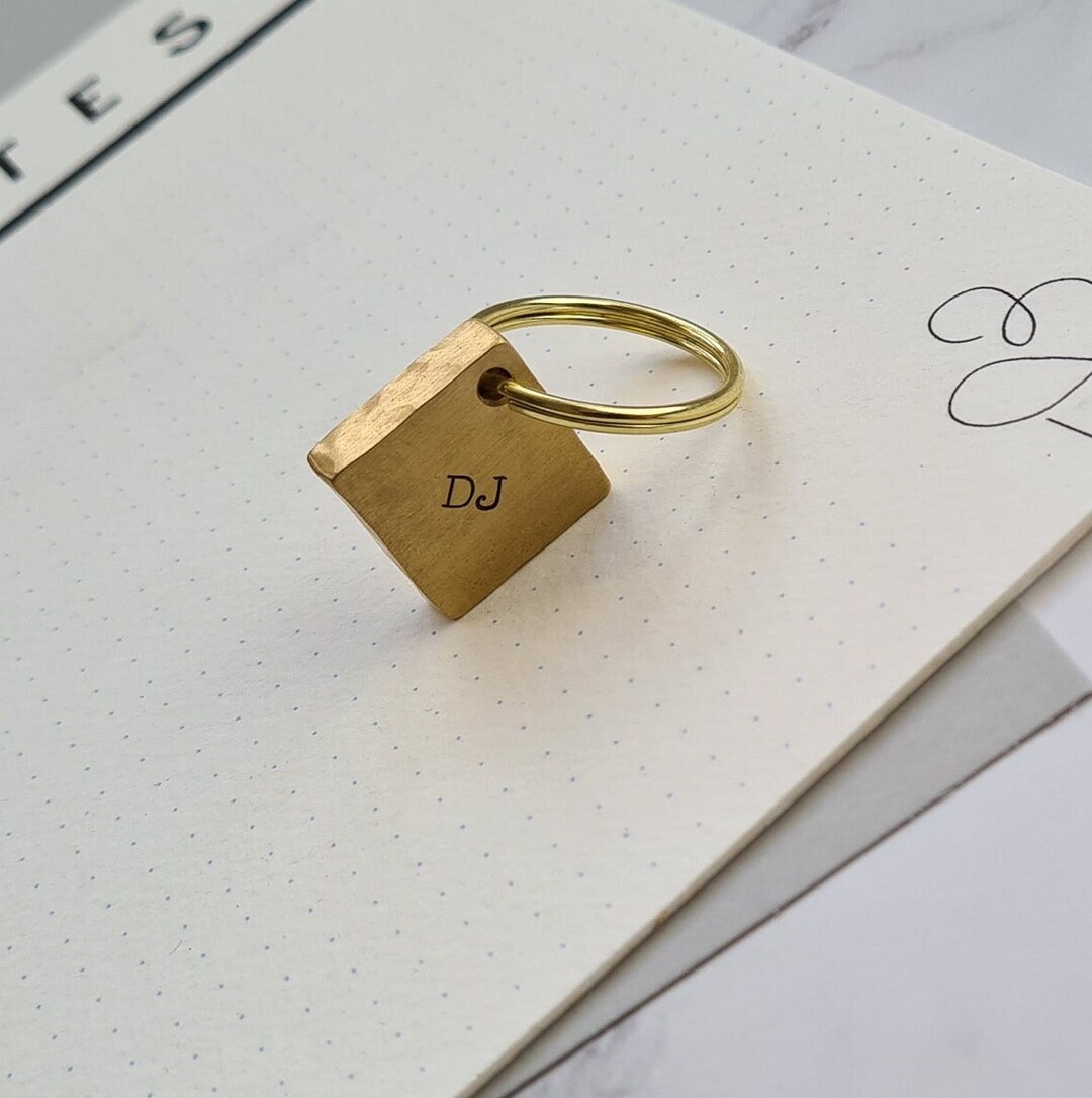 Personalised Stamped Keyring, Chunky Square Keyring, Customised ...