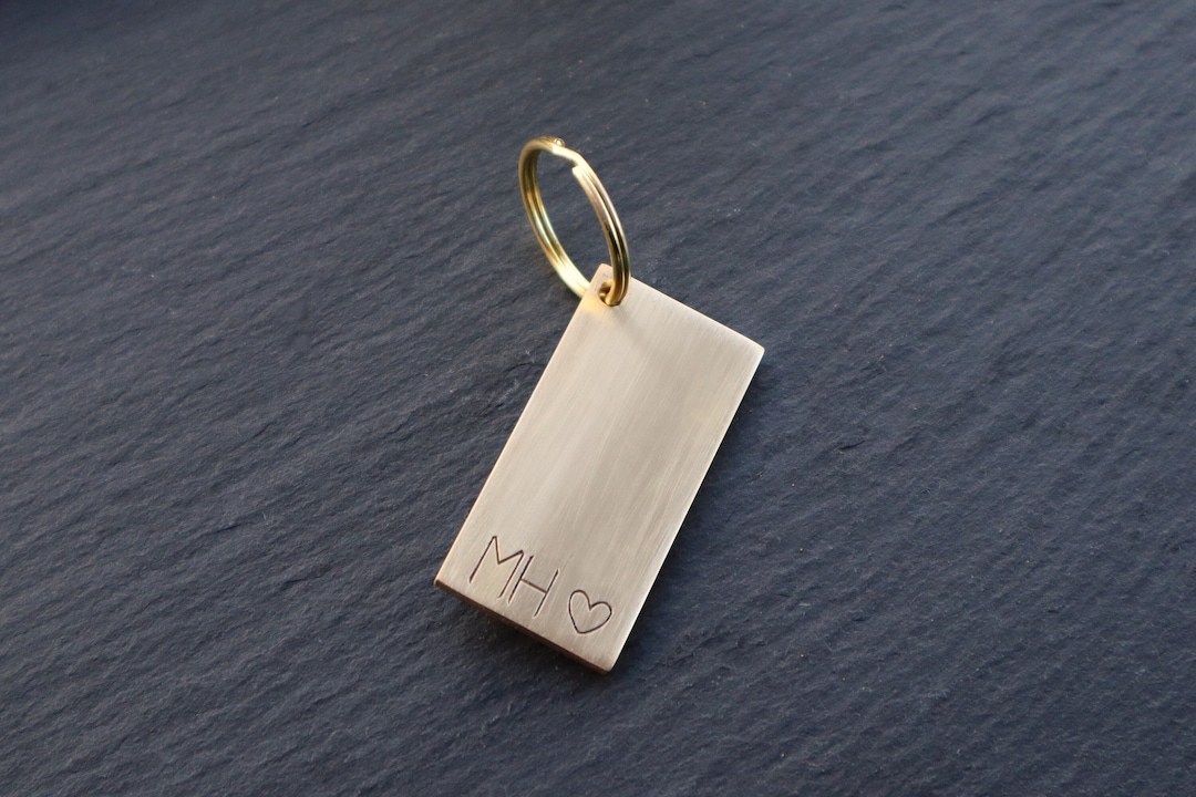 Personalised Key Ring, Personalized Monogram Rectangular Tag ...