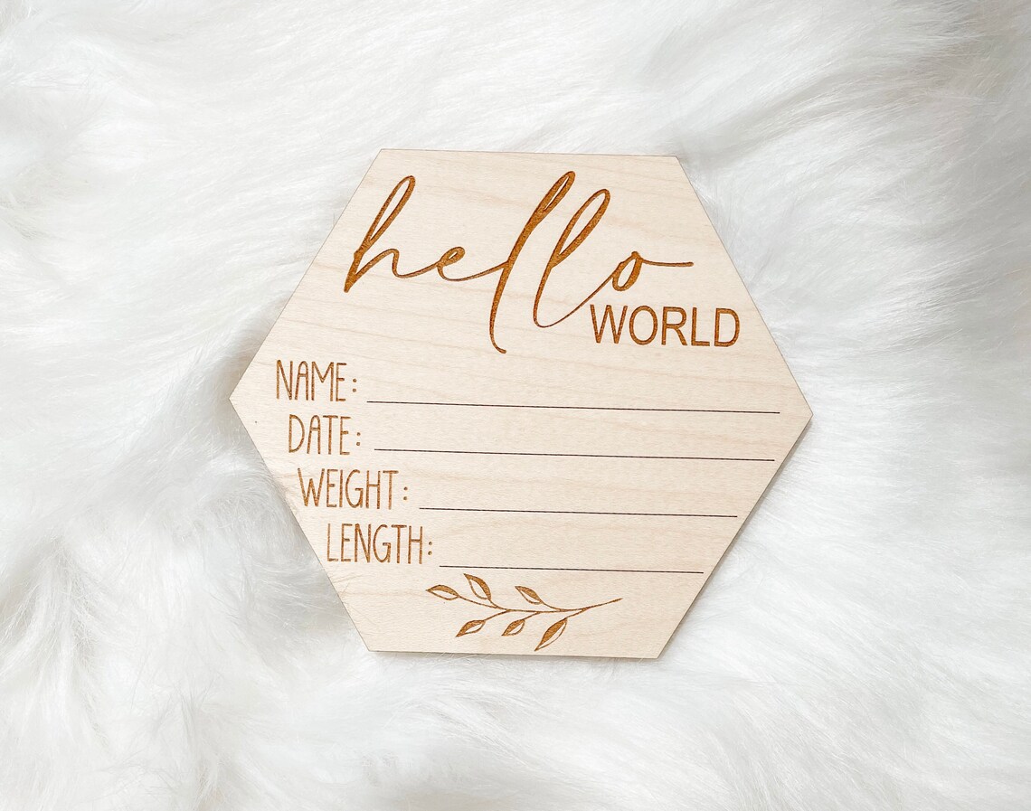 Hello World Birth Announcement Plaque - Etsy