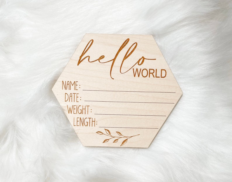 Hello World Birth Announcement Plaque - Etsy