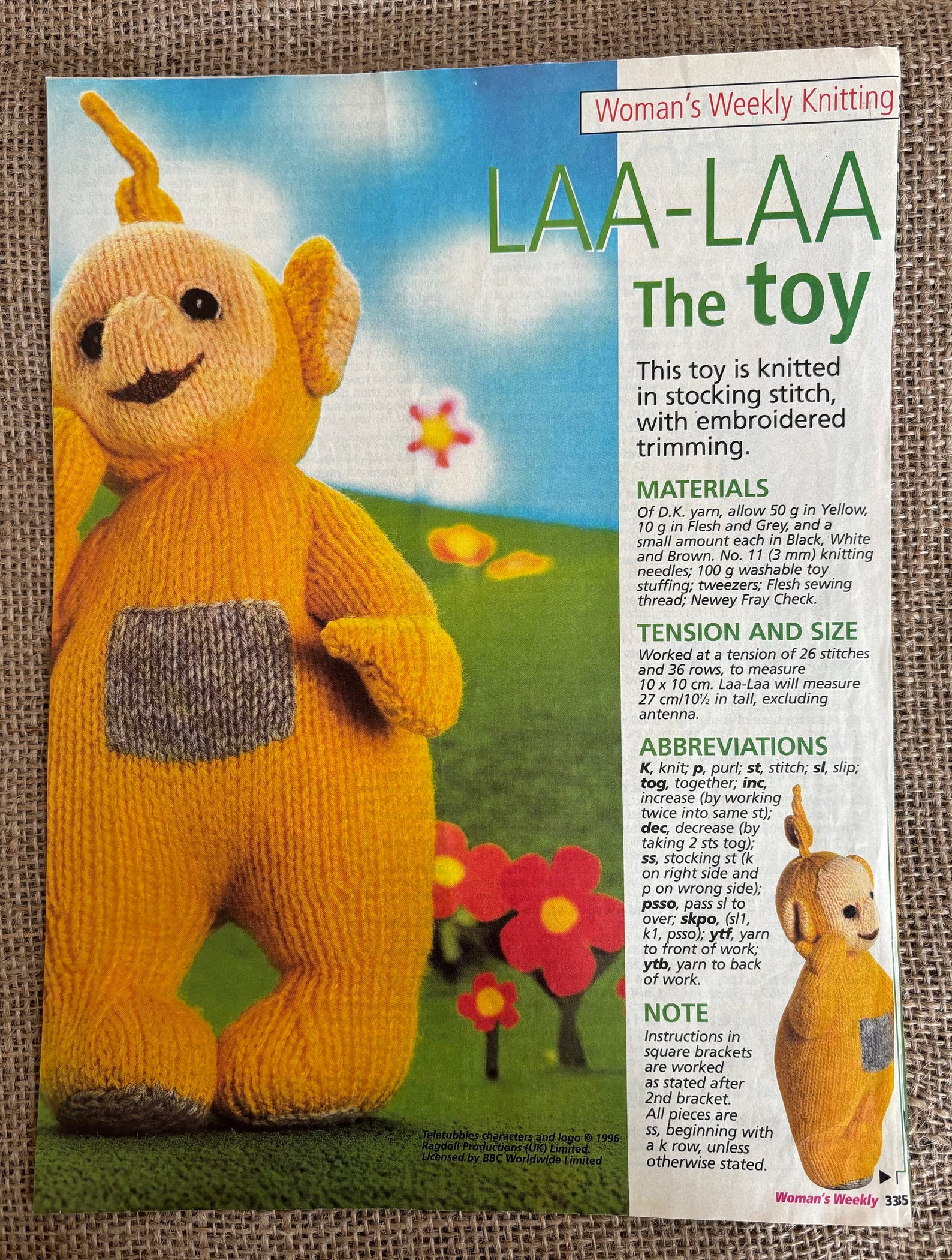 Vintage Alan Dart Knitting Pattern for for Teletubbies Laa Laa - Etsy
