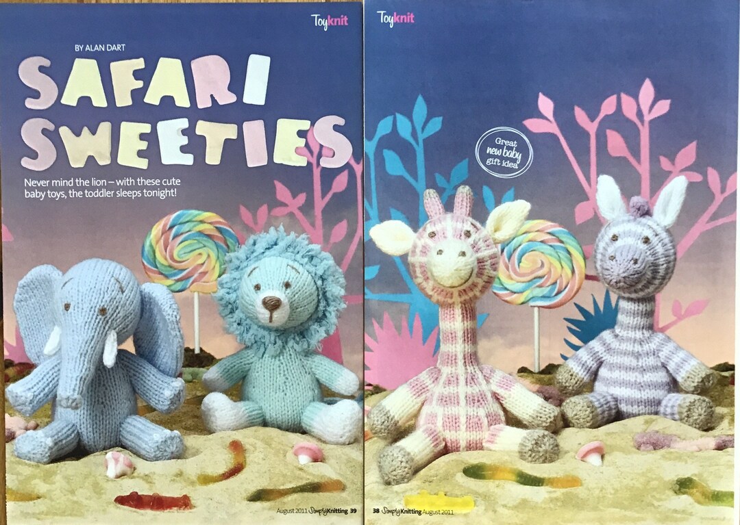 Alan Dart Knitting Pattern for Safari Sweeties Cute Baby Toys - Etsy