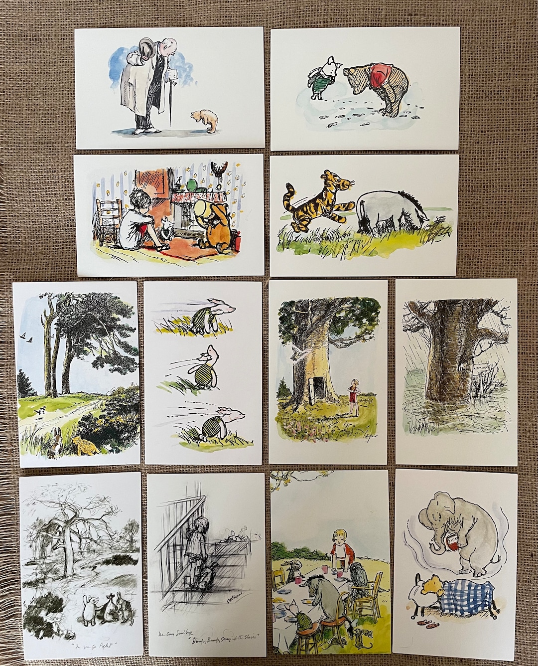 Set of 12 Winnie the Pooh Postcards - Etsy