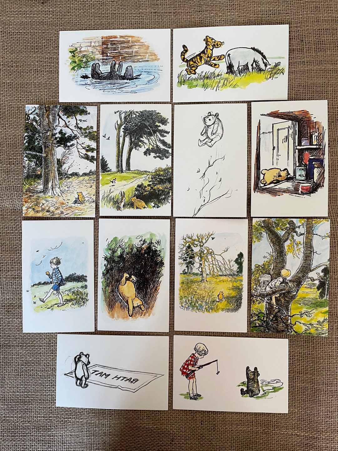 Set of 12 Winnie the Pooh Postcards - Etsy