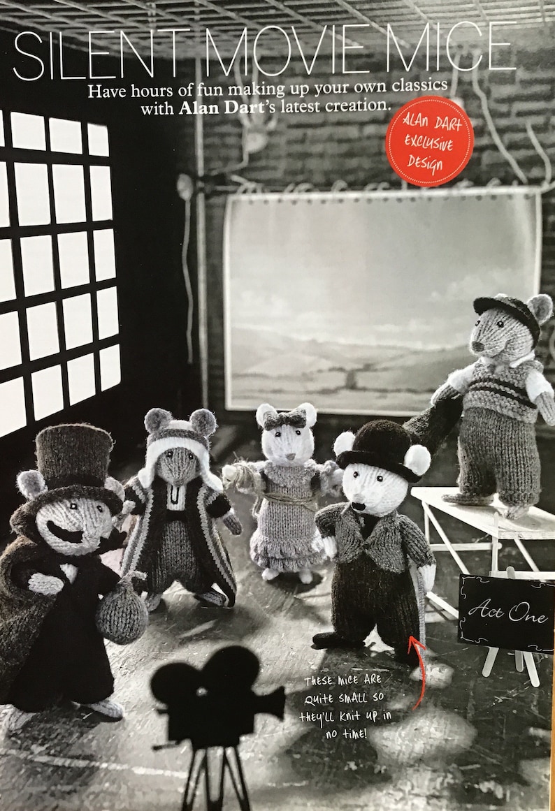 Alan Dart Knitting Pattern for Silent Movie Mice - Etsy