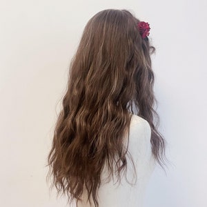 Long Sided Dyed Brown Curly Hair, Curly Bangs, High Temperature Hair ...