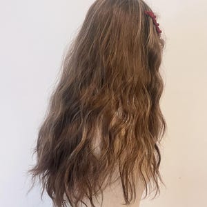 Long Sided Dyed Brown Curly Hair, Curly Bangs, High Temperature Hair ...