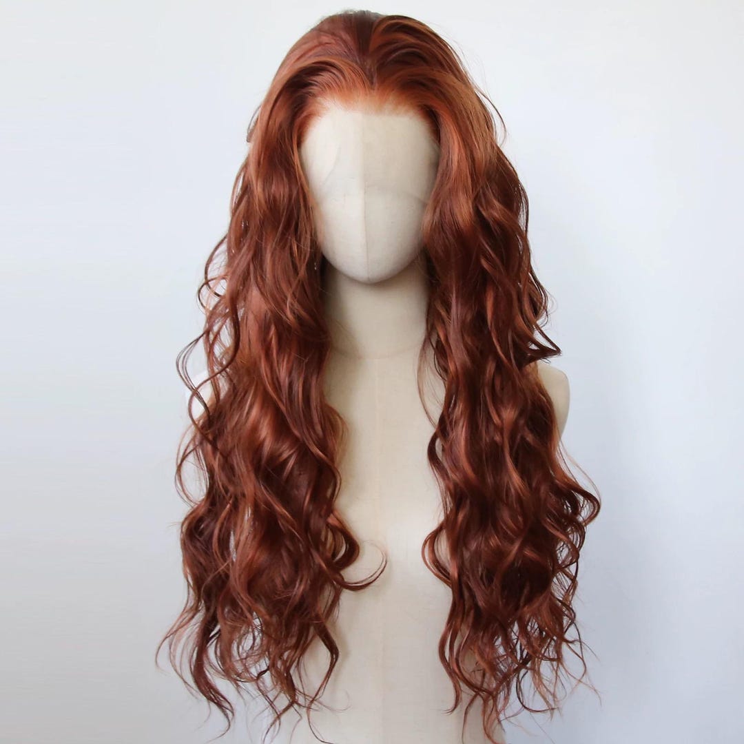 Long Layered /ginger Red Wig/ Premium Heat Safe Synthetic Lace Frontal ...