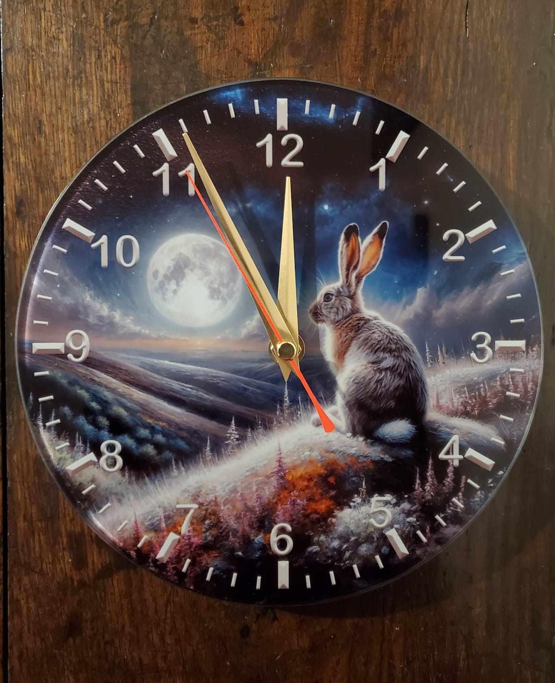 Hare Rabbit GLASS Quartz CLOCK. Wall Mounted. 20cm Round - Etsy