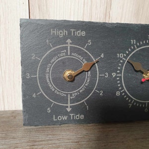 Laser Engraved Time, Tide and Moon Phase SLATE WALL CLOCK 30cm X 12cm ...