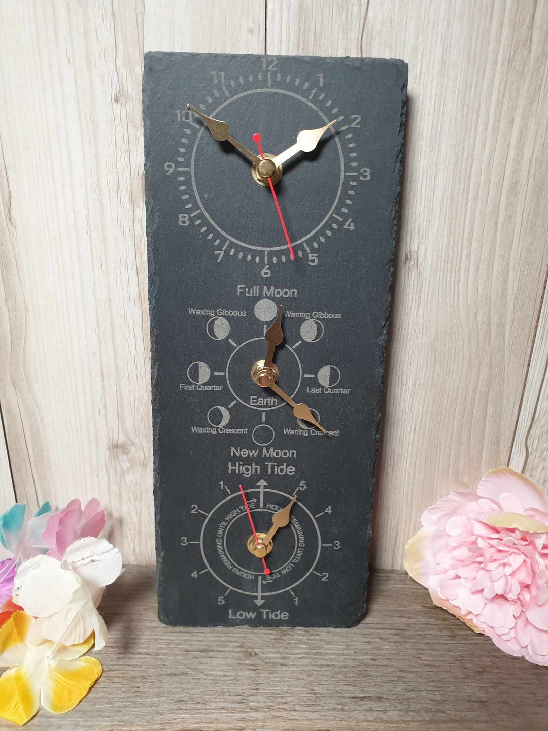 Laser Engraved Time Tide and Moon Phase Indoor SLATE WALL - Etsy