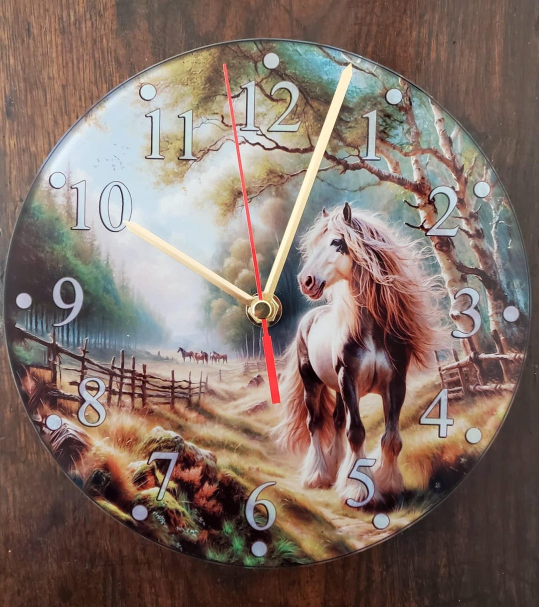 Pony Horse GLASS Quartz CLOCK. Wall Mounted. 20cm Round - Etsy