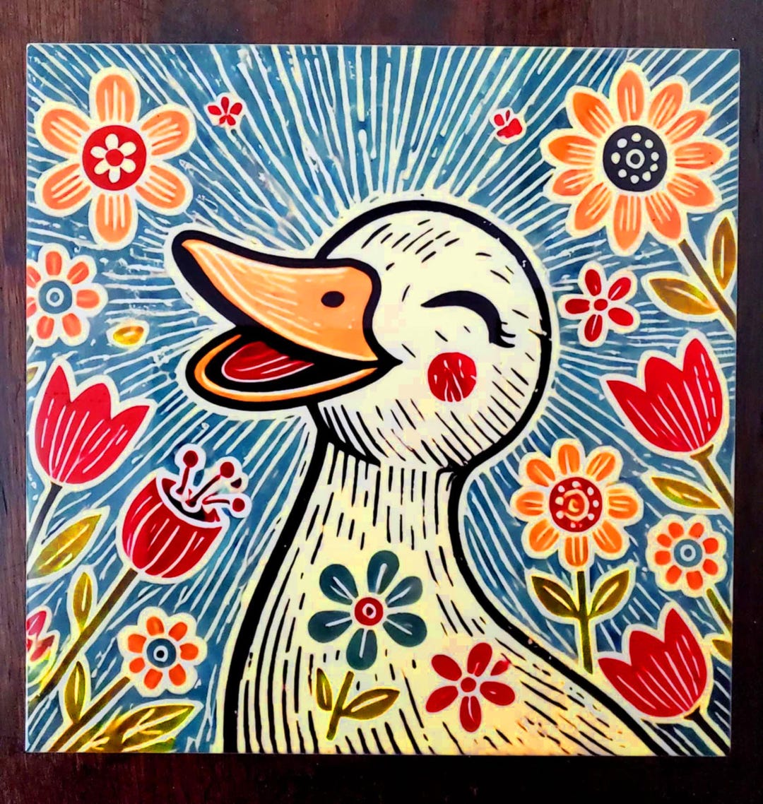 FARM Animals 20cm Ceramic Tile POT STAND Colourful Design With Cork ...