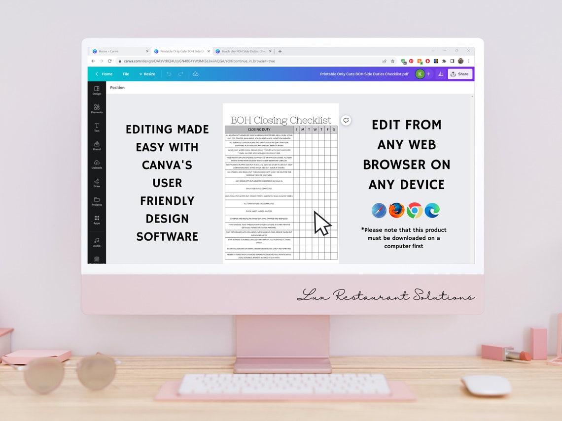 BOH Closing Checklist Template, Editable Kitchen Template for ...