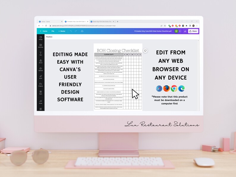 BOH Closing Checklist Template, Editable Kitchen Template for ...