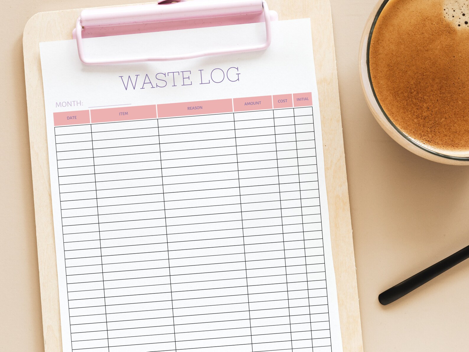 Food Waste Log, Bar Waste Log, Editable Restaurant Template, 4 Print ...