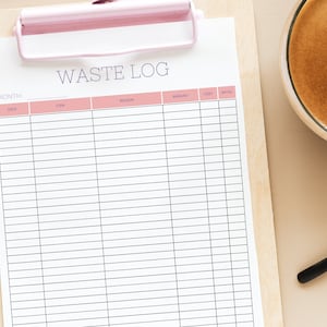 Food Waste Log, Bar Waste Log, Editable Restaurant Template, 4 Print ...