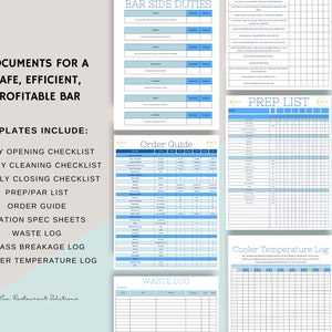 Ultimate Bartenders Template Bundle, Health & Safety Sheets, Prep and ...