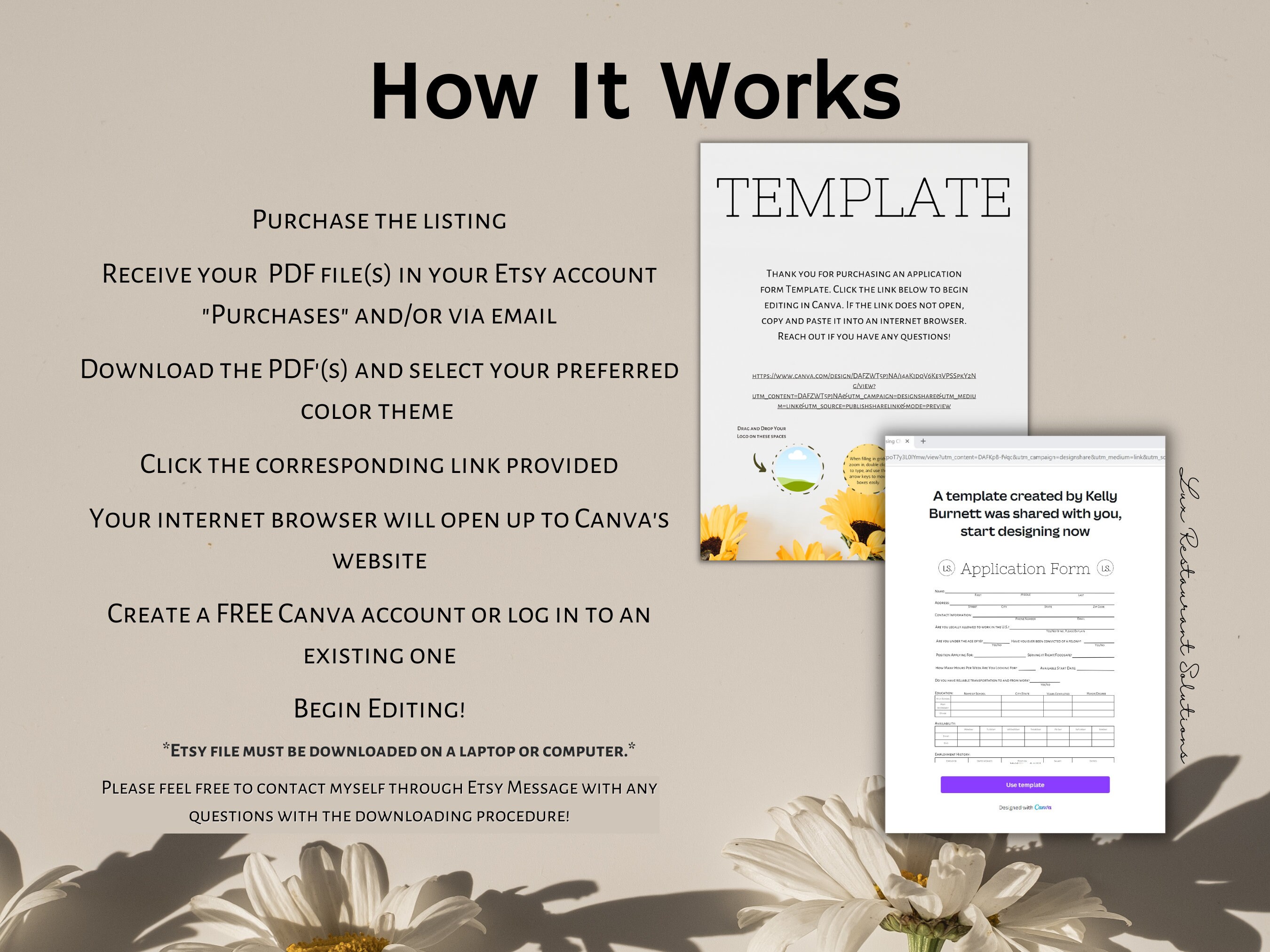 Restaurant Application Form Editable Application Template - Etsy