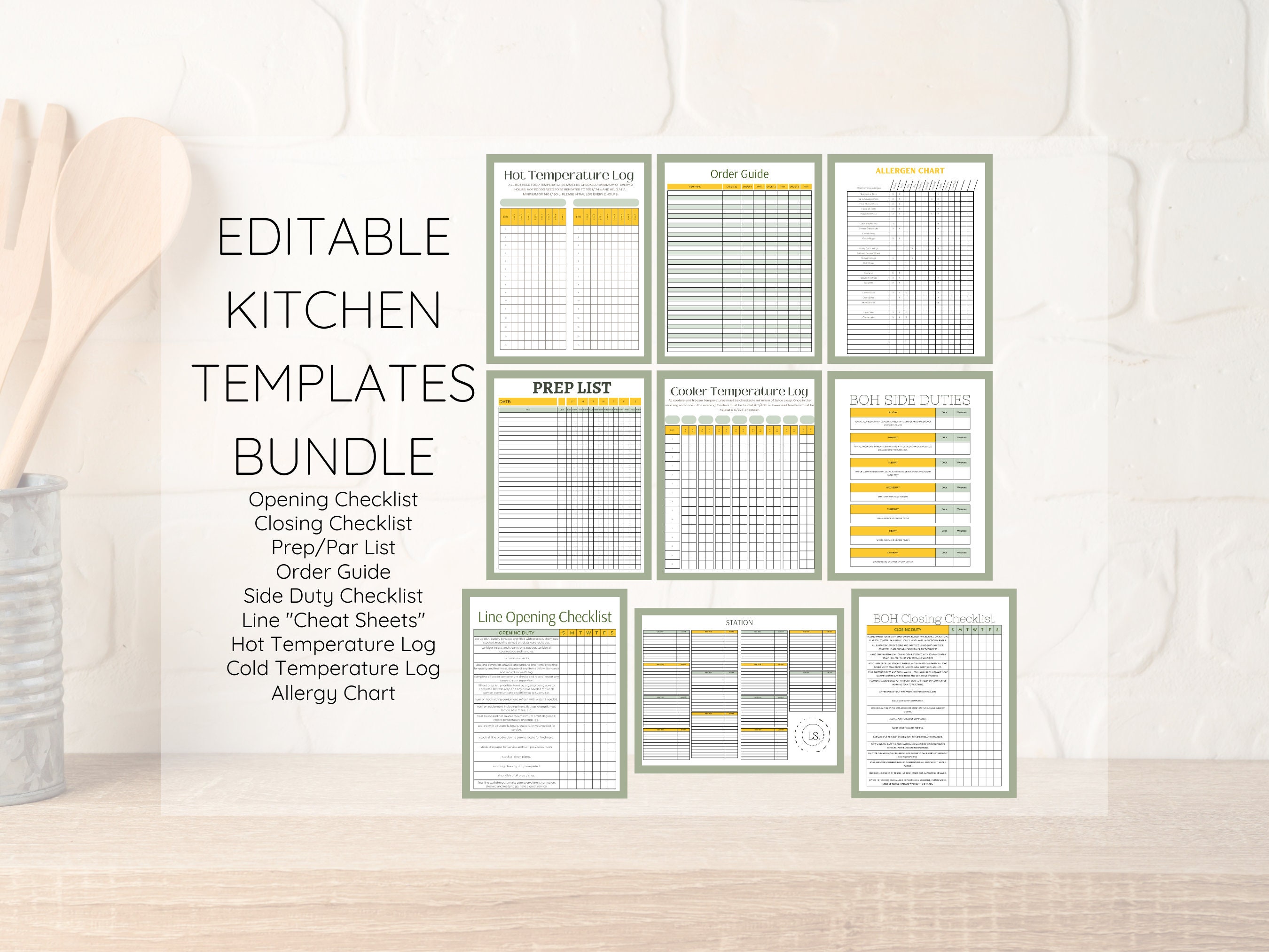 Restaurant Operations Template Bundle Food Safety Record - Etsy