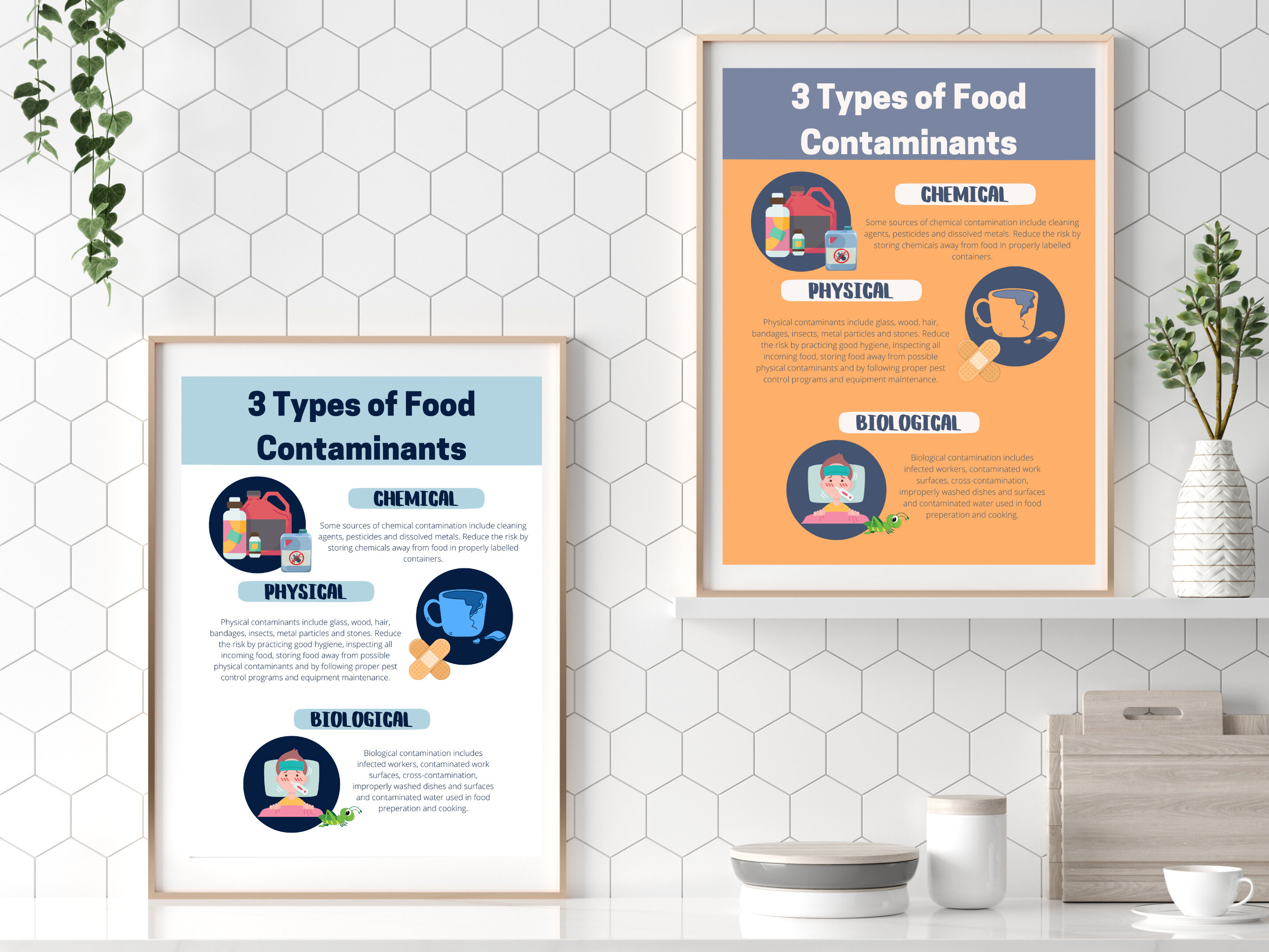 Three Types of Food Contaminants Safety Poster, Food Safe Chart ...