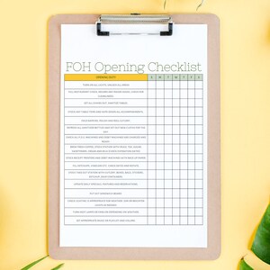 FOH Checklist Template Bundle Restaurant & Bar Serving - Etsy