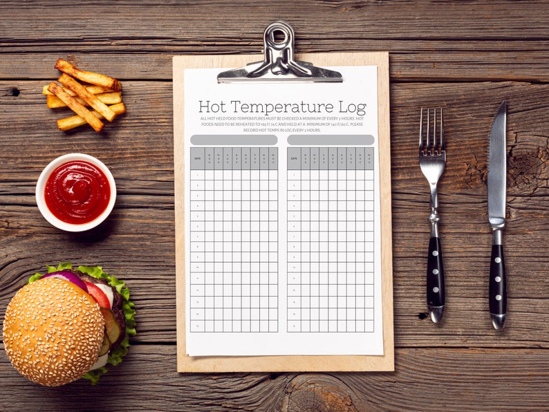 Hot Food Temperature Log Hot Food Record Sheet Editable - Etsy
