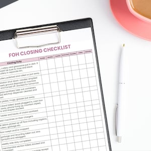Server Closing Checklist Template, Editable Serving Checklist ...