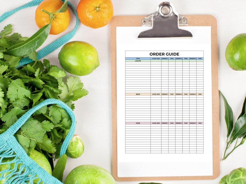 Order Guide for Restaurants and Bars, Restaurant Par List, Ordering ...