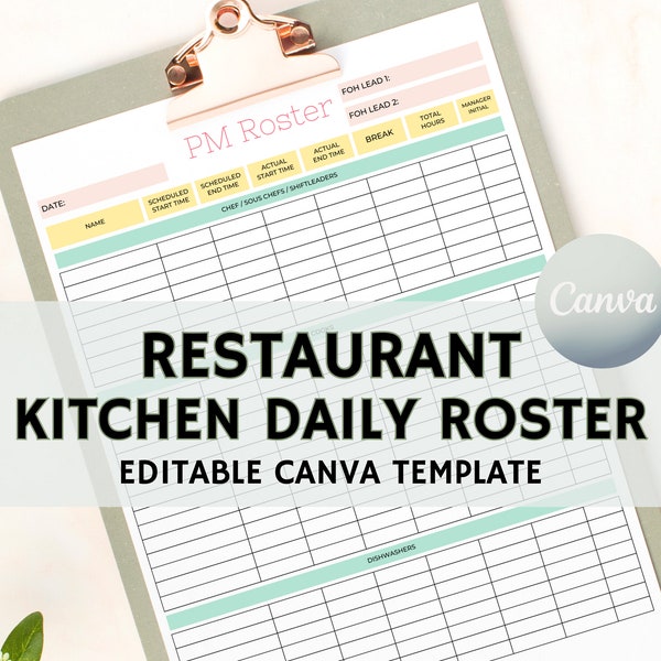Restaurant Employee Schedule Template - Etsy