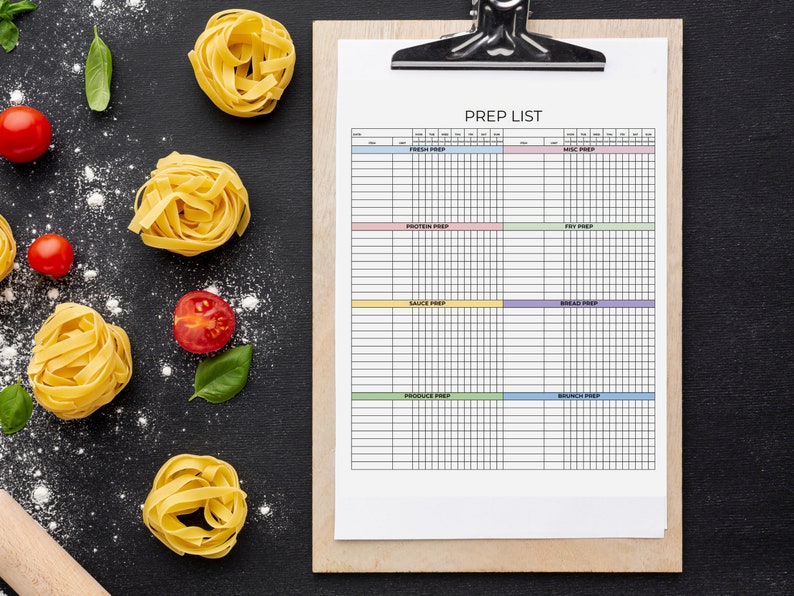 Prep & Par List Template Food Prep List Prep List Template - Etsy