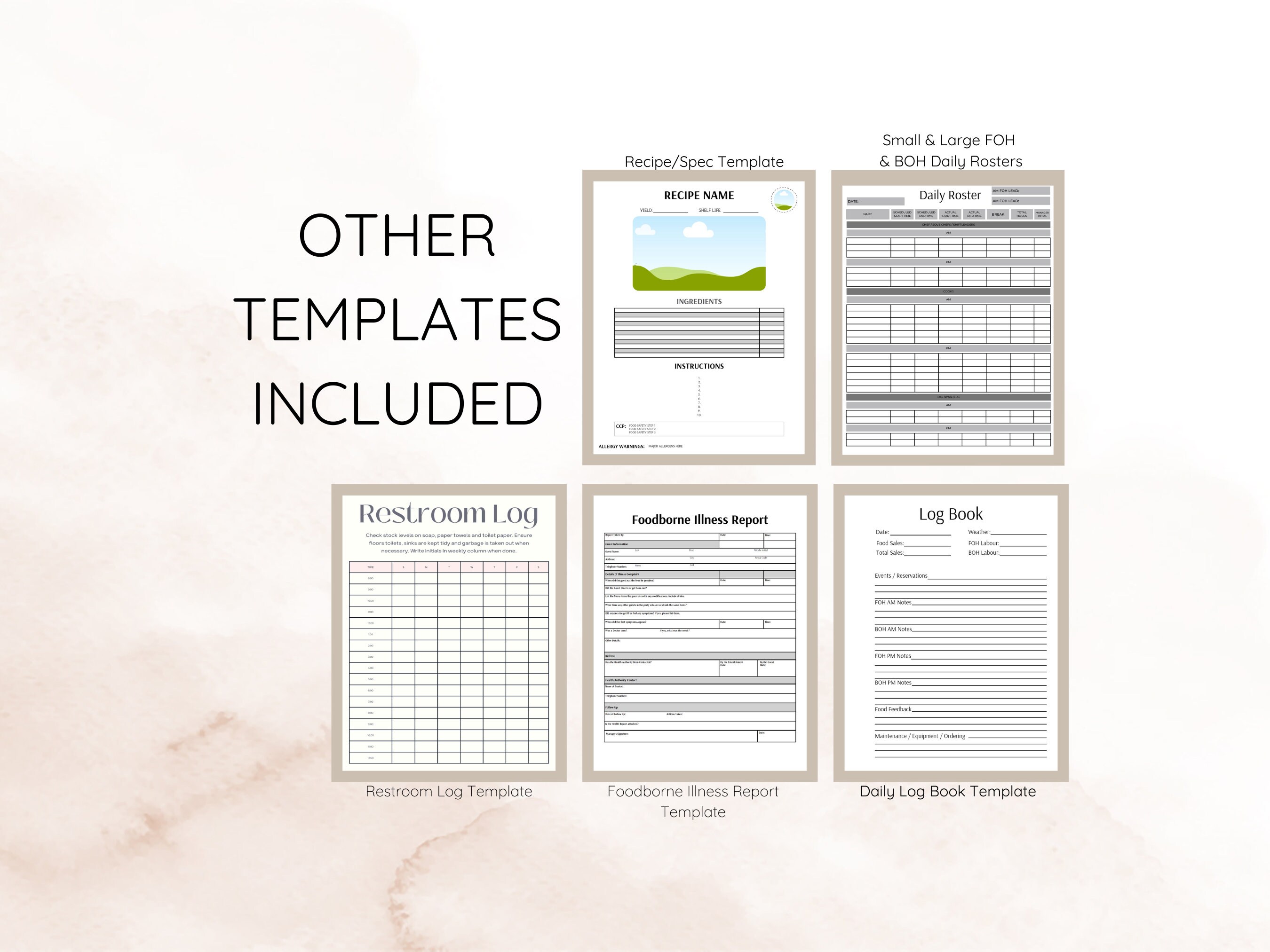 Restaurant Operations Template Bundle Food Safety Record - Etsy