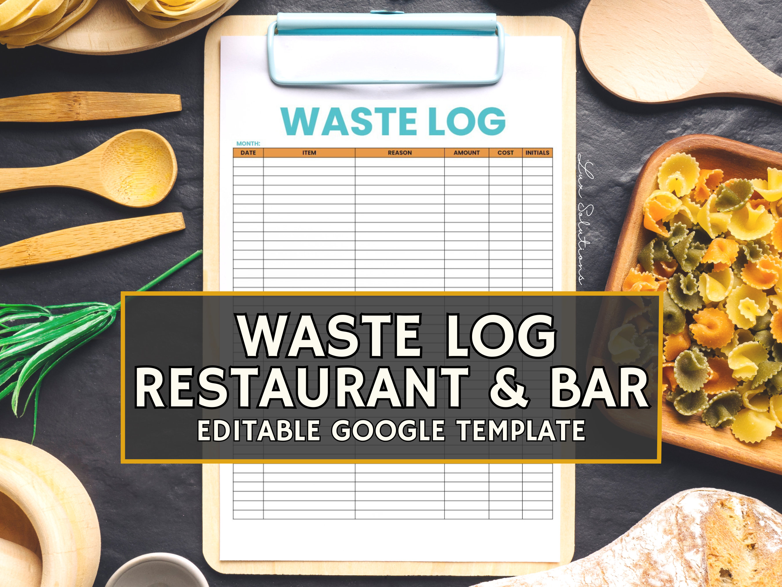 Editable Waste Log for Restaurants & Bars, Food Cost Management ...