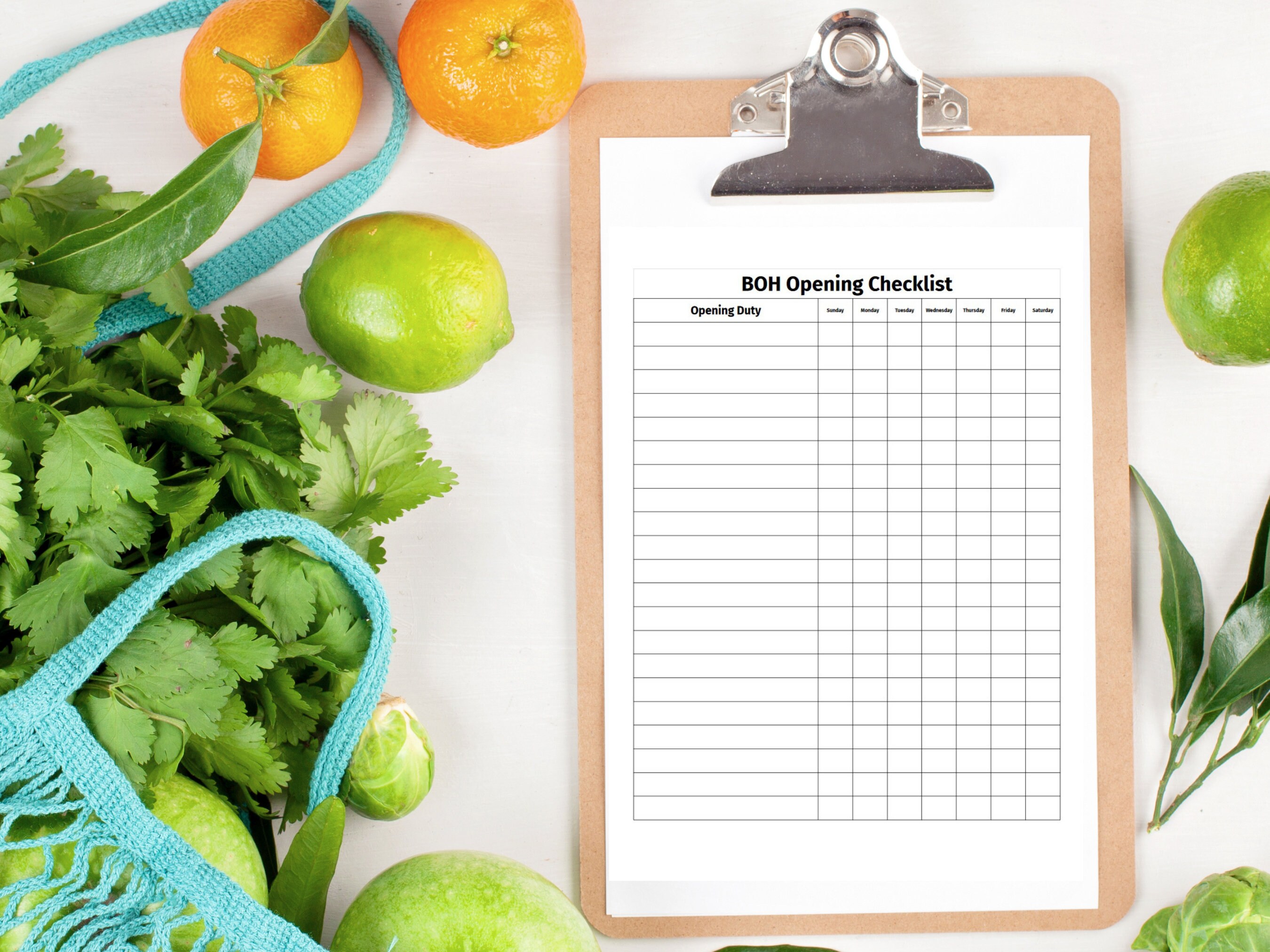 BOH Opening Checklist, Kitchen Opening Checklist Template, Editable ...