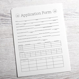 Restaurant Application Form Editable Application Template - Etsy