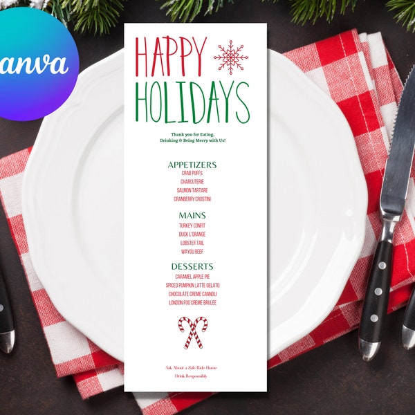 Christmas Dinner Menu Canva - Etsy