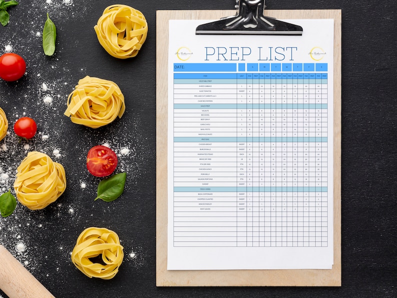 Prep and Par List for Kitchens, Food Prep List, Edit Free With Canva ...