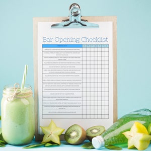 Bar Opening Checklist Restaurant Bar Cleaning List Bar - Etsy