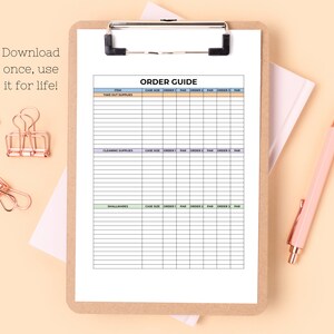 Order Guide for Restaurants and Bars, Restaurant Par List, Ordering ...