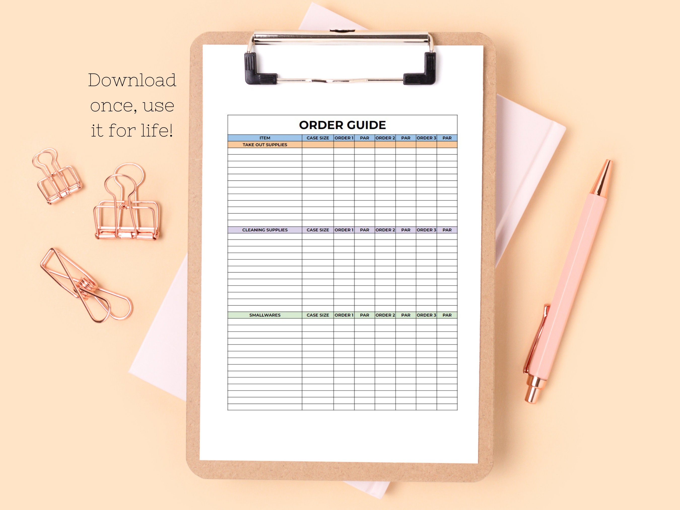 Order Guide for Restaurants and Bars, Restaurant Par List, Ordering ...