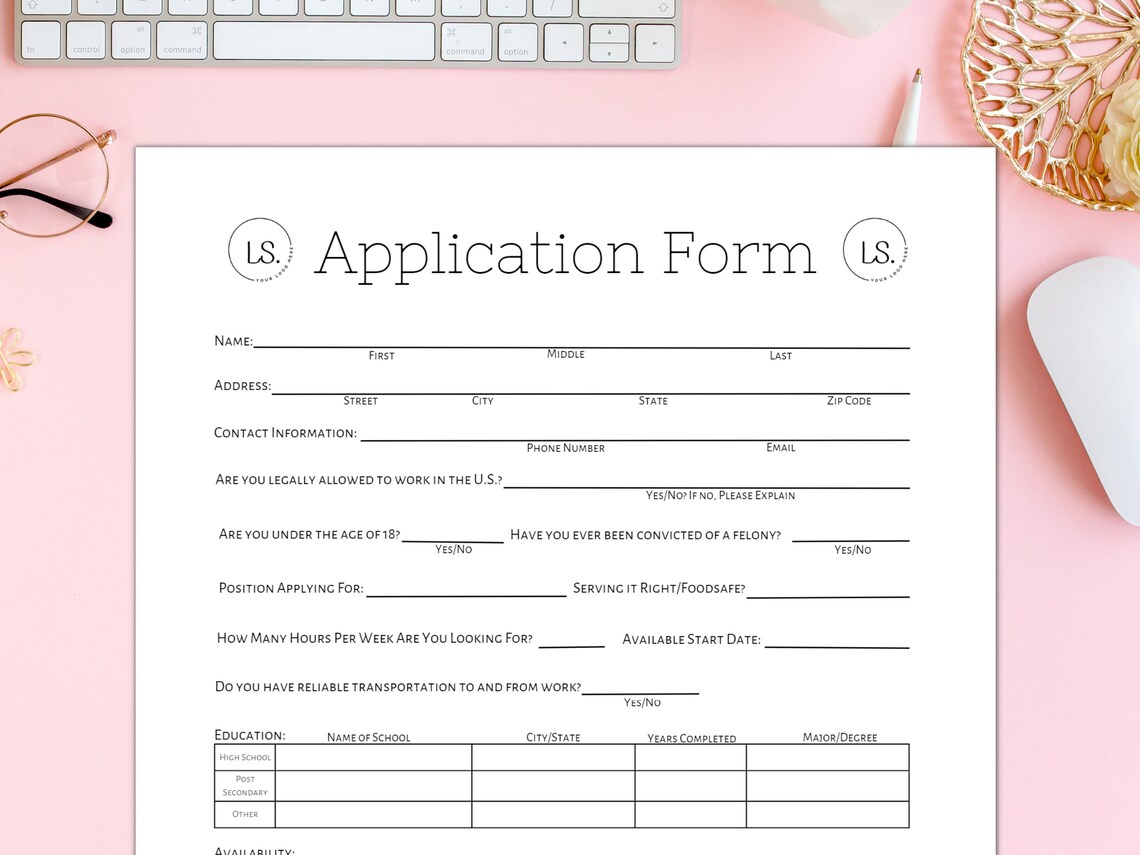 Restaurant Application Form Editable Application Template - Etsy