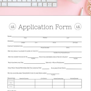 Restaurant Application Form Editable Application Template - Etsy