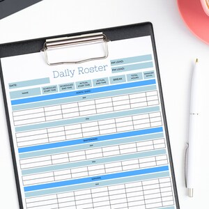 Small Daily Restaurant Schedule, Daily Service Roster for Restaurants ...