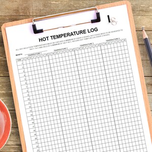 Hot Holding Temperature Log for Food Safety, Temperature Log for ...