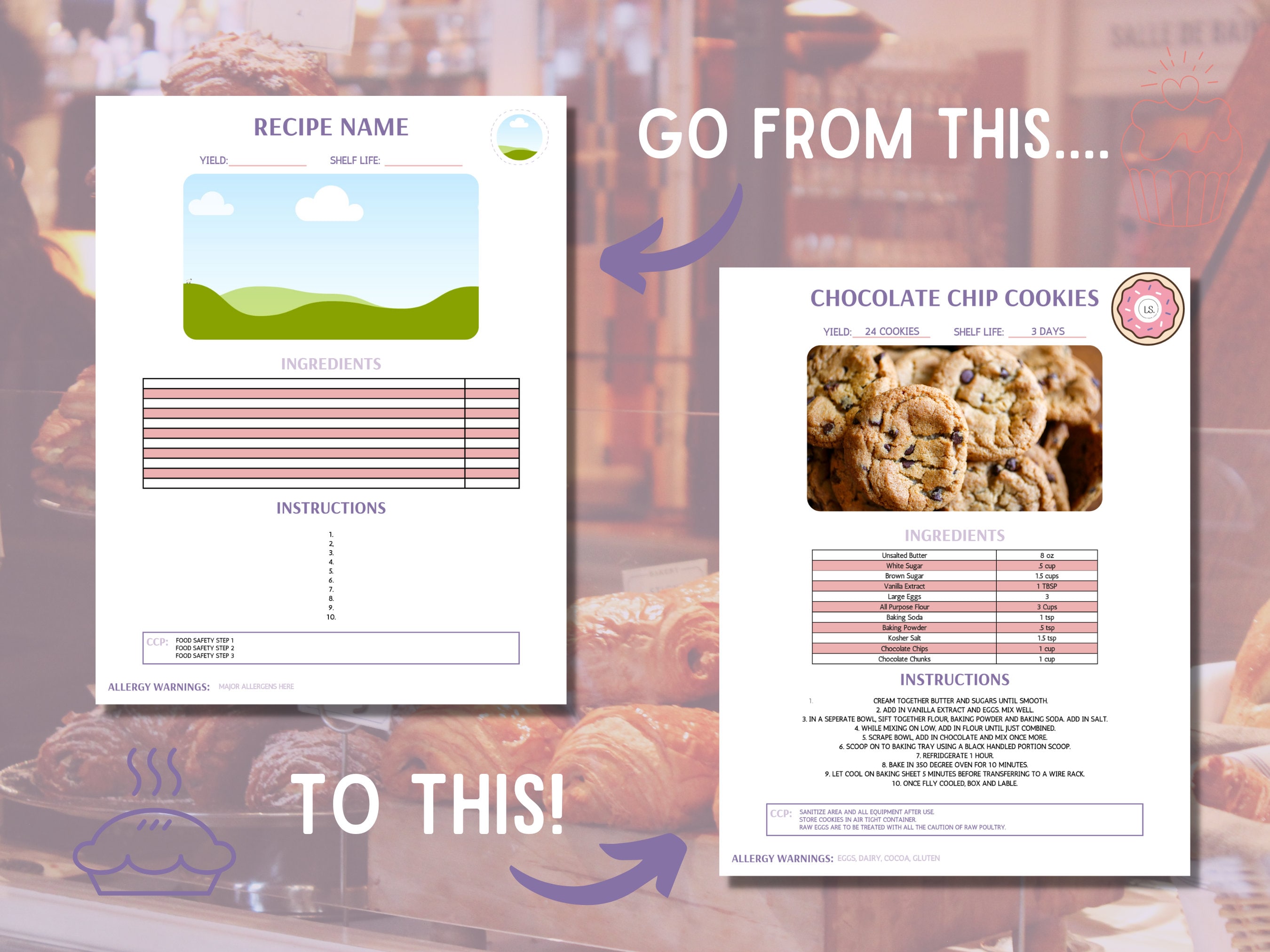 Recipe and Spec Templates for Restaurants, Editable Canva Templates, 13 ...