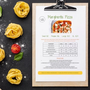 Editable Spec Sheet and Recipe Template, Blank Recipe Template, Instant ...