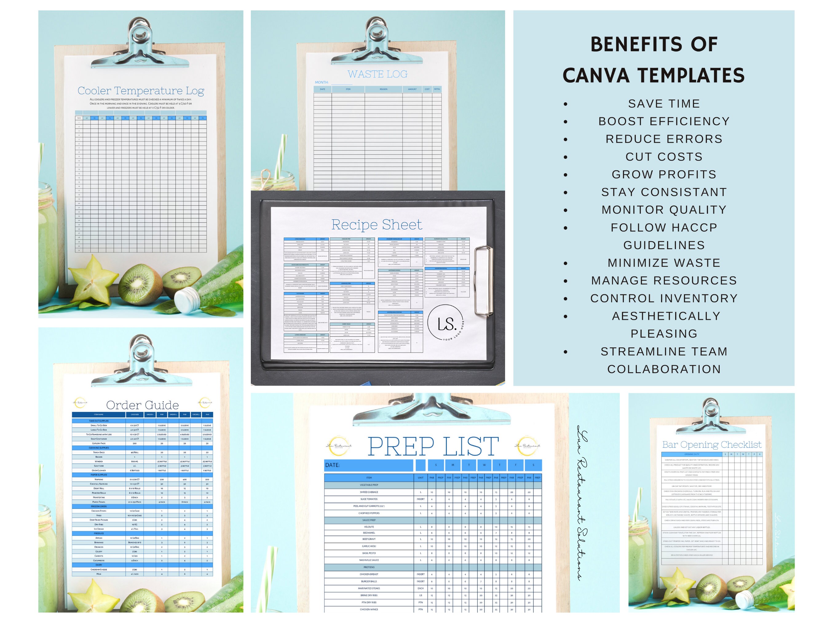 Ultimate Bartenders Template Bundle, Health & Safety Sheets, Prep and ...