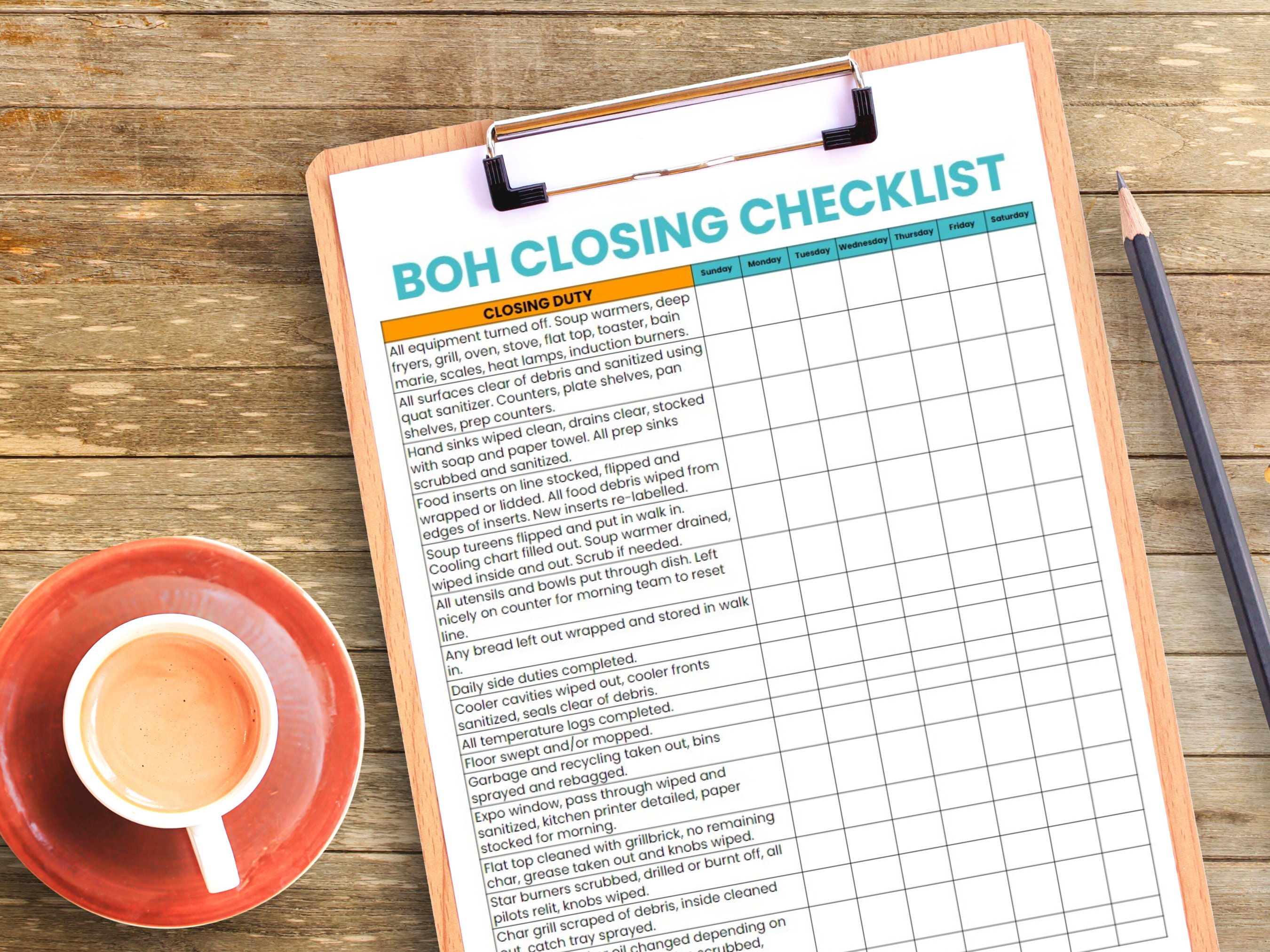 Kitchen Checklist Bundle, Editable Templates for Professional Kitchens ...