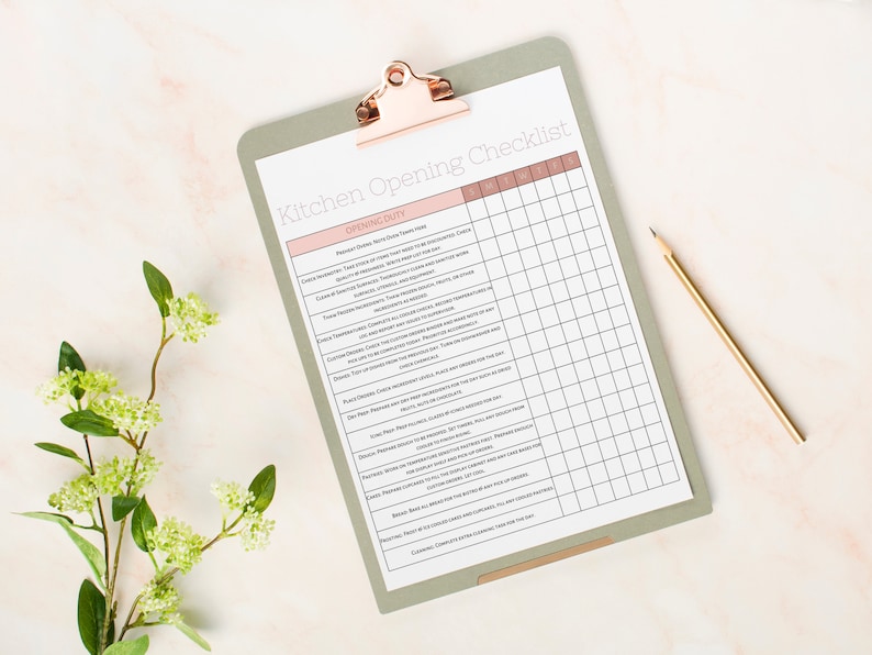 Bakery Opening Checklist, Editable Template for Bakeries, Bakery Daily ...
