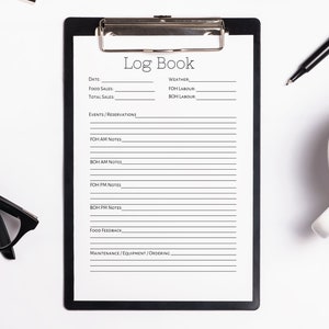Restaurant Log Book Industry Review Journal Day Book - Etsy